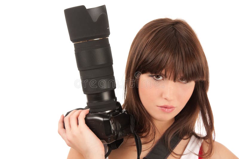 Young women with camera stock image. Image of sensuality - 12925827