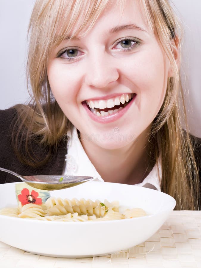 Young Women Eating Soup Picture. Image: 3317935