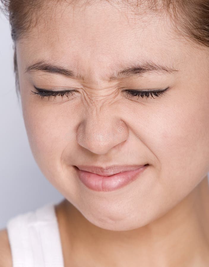 Woman Making Disgust Expression Stock Photo - Image of closeup, middle ...