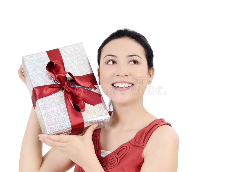 Young women with gift stock image. Image of lady, birthday - 19175767