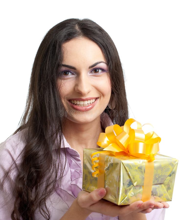 Young Women Holding Gift or Present Stock Image - Image of fancy ...