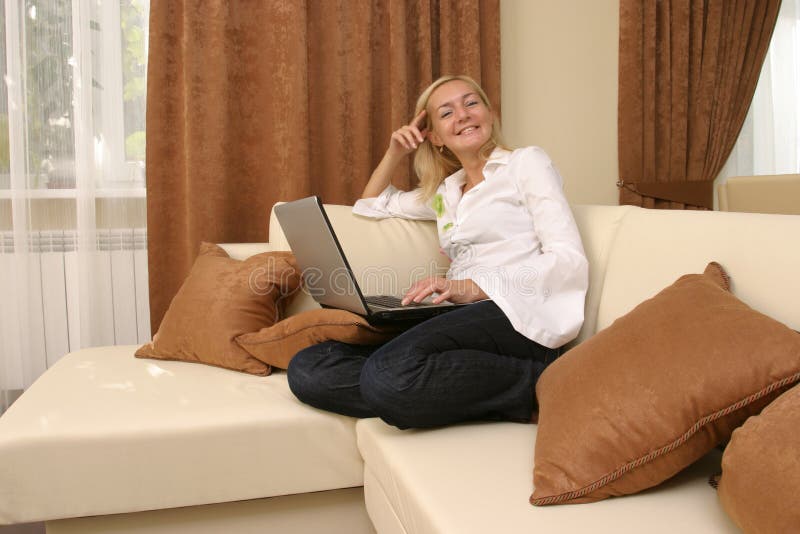 Young women with laptop stock photo. Image of pretty - 11166576