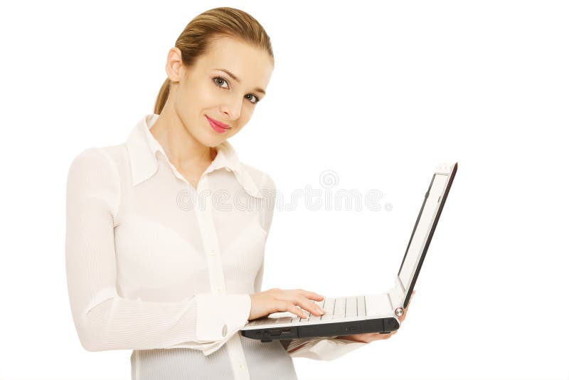 Young Women with laptop stock image. Image of casual - 27437197