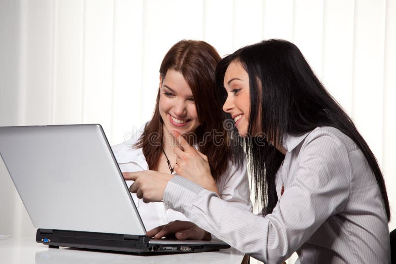 Young Women in Learning a Program on the Laptop Stock Photo - Image of ...