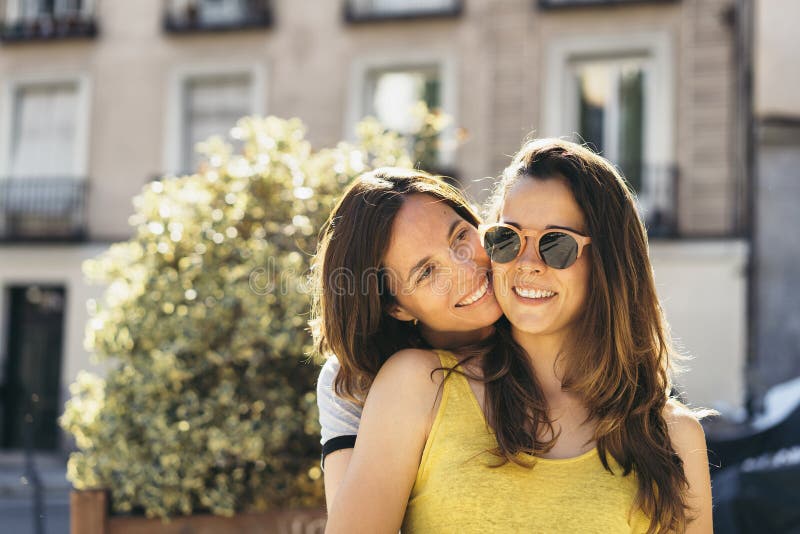 Young Women Lesbian Women Couple Hugging Stock Image Image Of