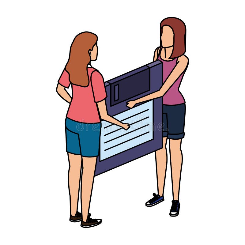 Young Women Lifting Floppy Disk Data Storage Stock Illustration ... Young Women Lifting Floppy Disk Data Storage Stock Illustration ...