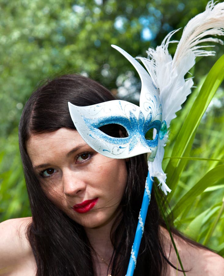 Young women in mask stock image. Image of colorful, festive - 14706953