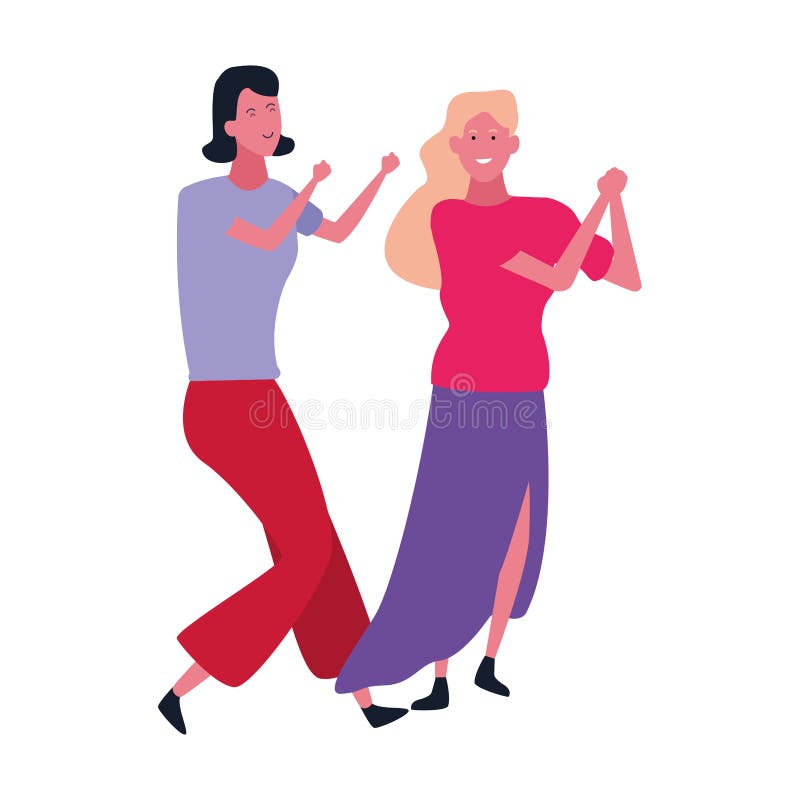 Young Women Smiling and Dancing Stock Vector - Illustration of human ...