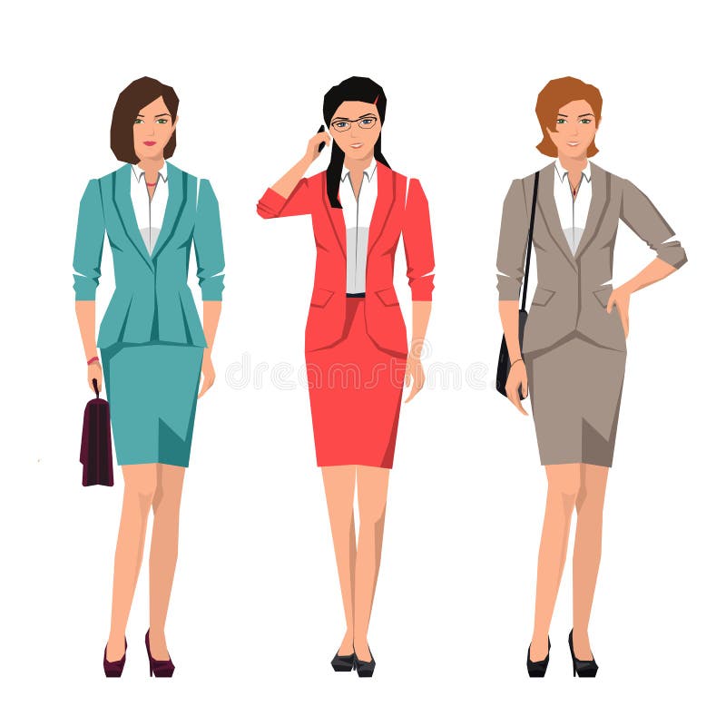 Young Women in Suits for Office. Stock Vector - Illustration of lawyer ...