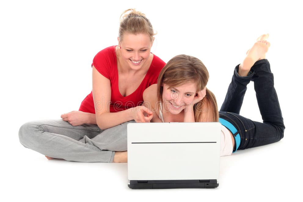Young Women Using Laptop stock image. Image of happiness - 4122253