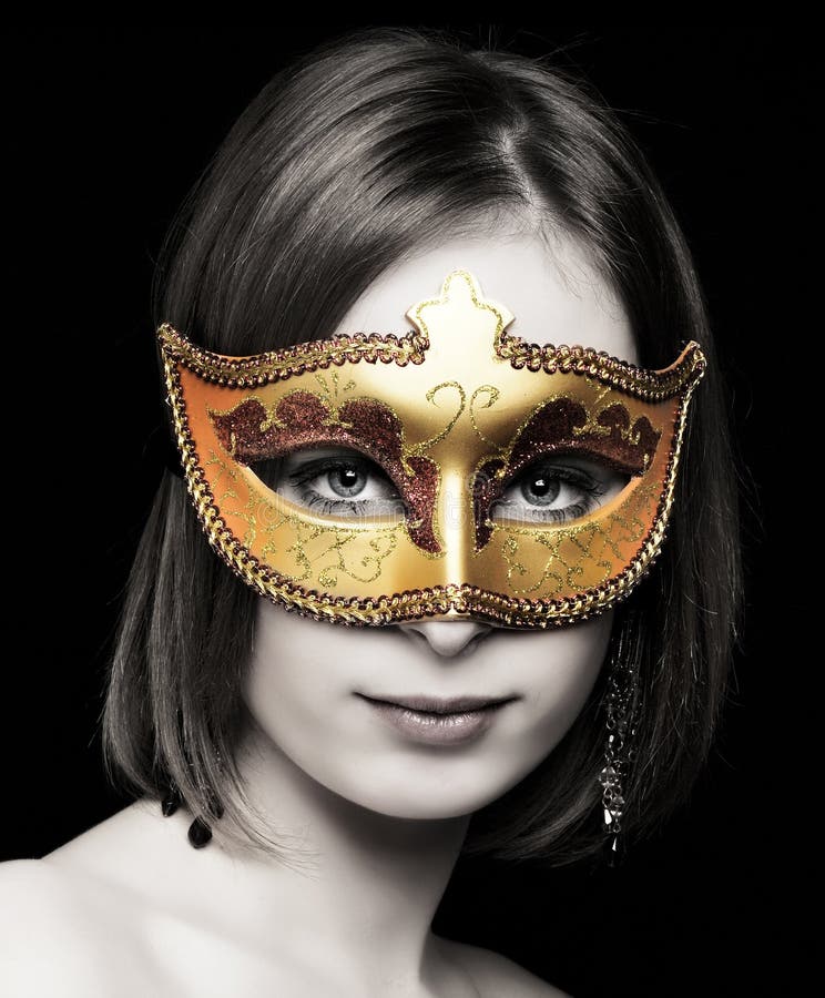 Young women wearing a mask stock photo. Image of hide - 7678288