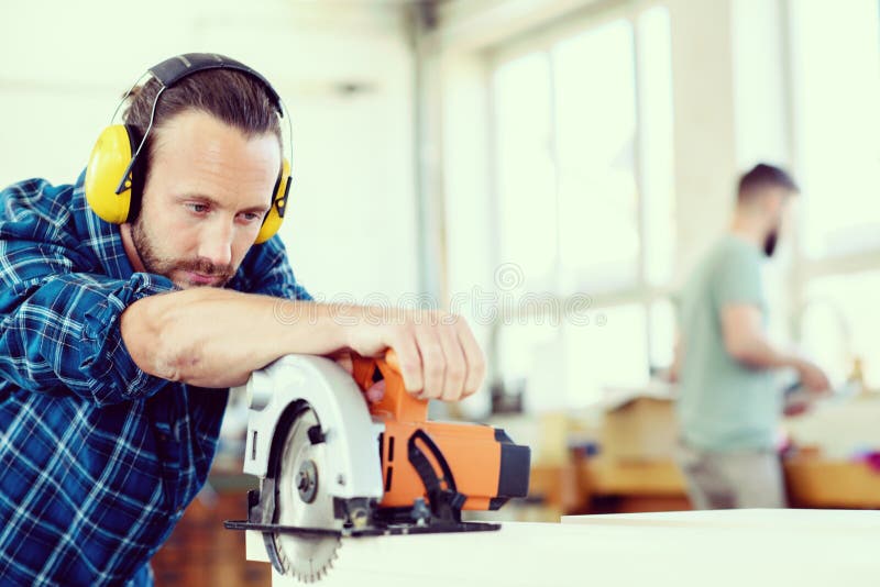 Disabled Female Worker in Wheelchair in Carpenters Workshop Stock Image ...