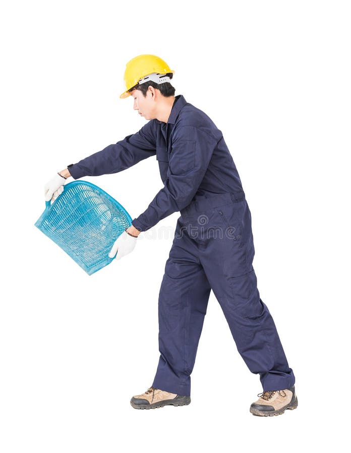 Young Worker Hold Hod or Clam-shell Shaped Basket Stock Photo - Image ...