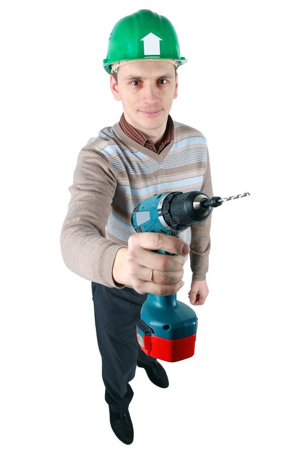 Man Holds a Drill in His Hand Stock Image - Image of builder, driller ...