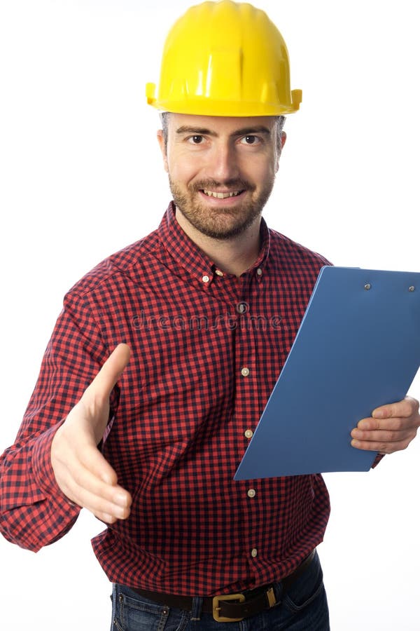 Young Worker Isolated on White Background Stock Image - Image of ...