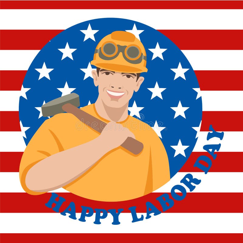 Smiling Worker Vector Illustration Flat Style Black Silhouette Stock ...