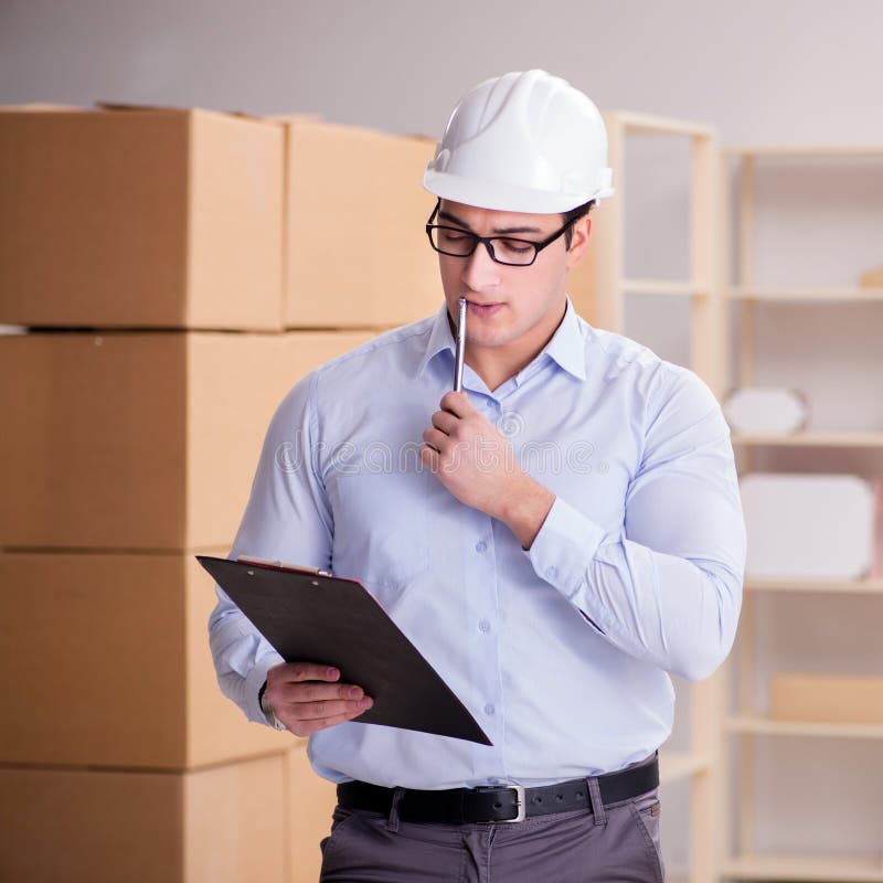 Young Worker in the Postal Office Dealing with Parcels Stock Image ...