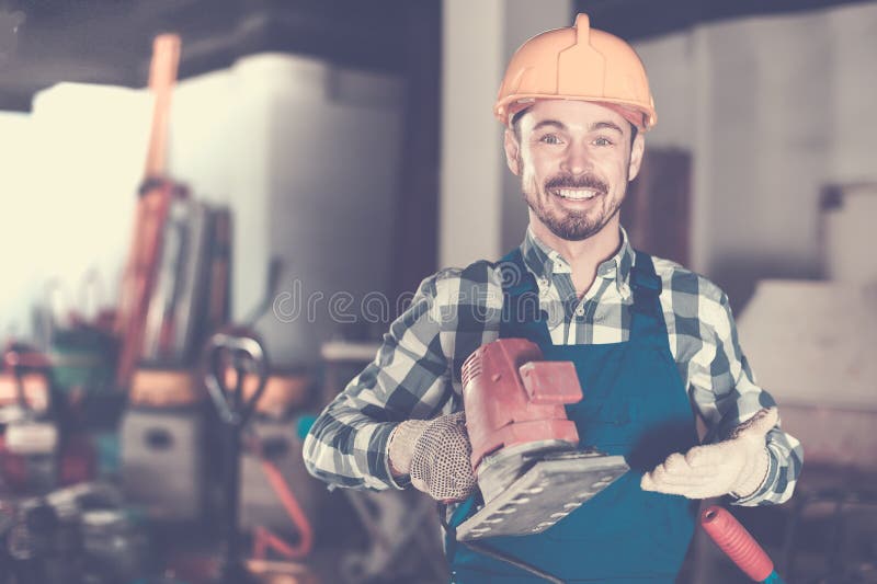 Young Worker Starting To Work with Instrument Stock Image - Image of ...