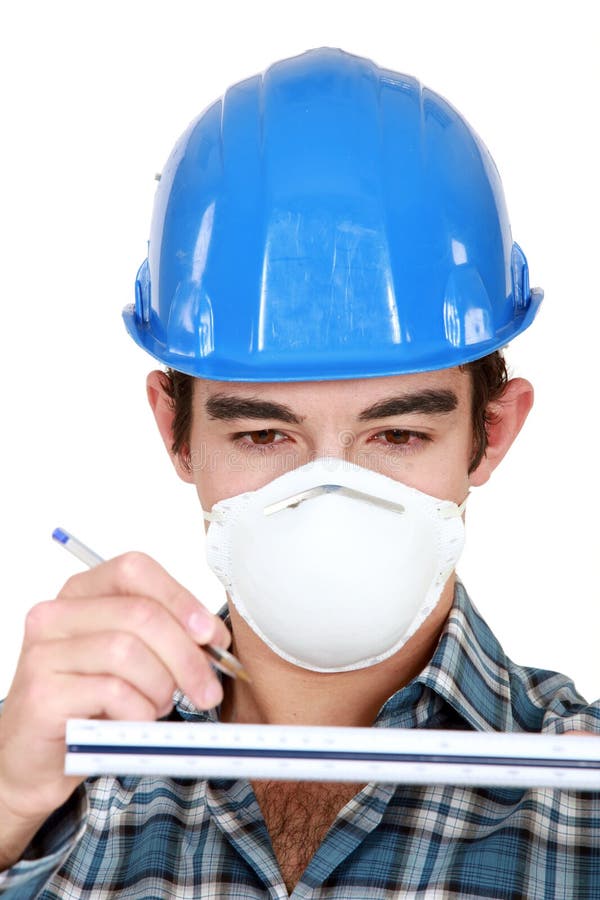 Worker wearing face mask stock image. Image of caucasian - 30022421