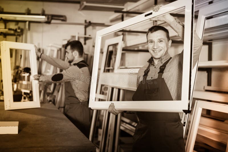 Young Workers with Different PVC Windows Stock Image - Image of goods ...