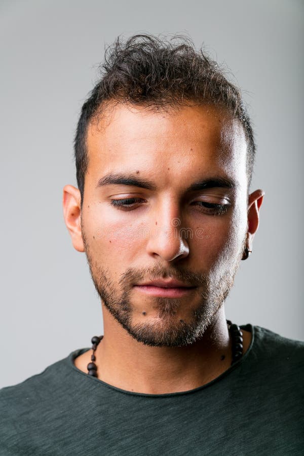 Young Worried Man Studio Portrait Stock Photo - Image of young ...