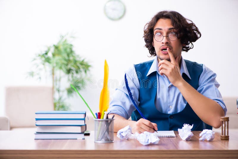 Young Writer Working on His New Work Stock Photo - Image of career ...
