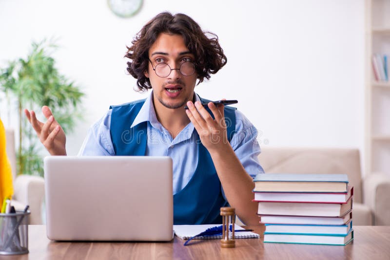 Young Writer Working on His New Work Stock Photo - Image of message ...