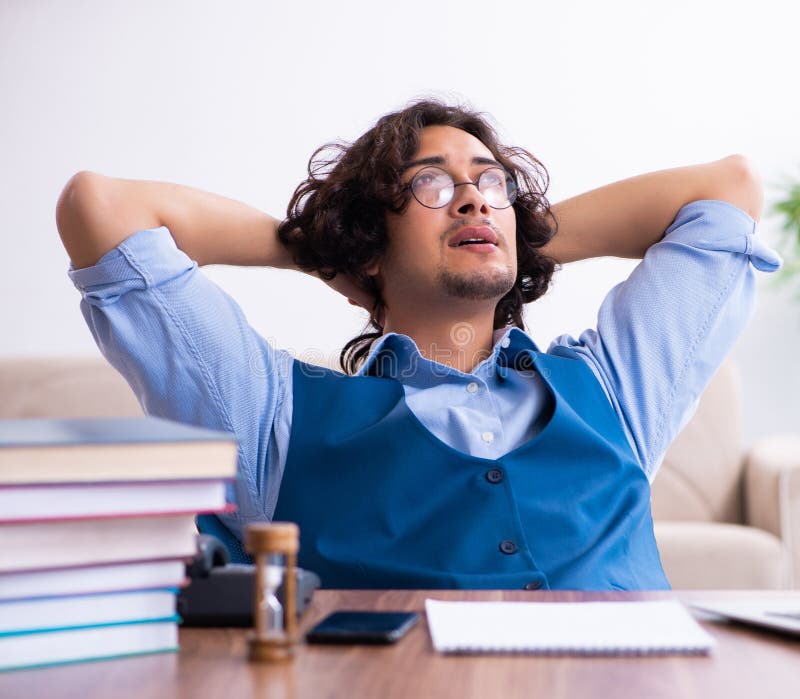 Young Writer Working on His New Work Stock Photo - Image of author ...