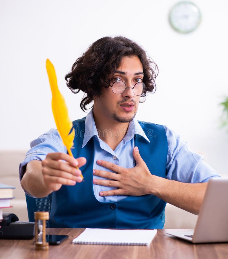Young Writer Working on His New Work Stock Photo - Image of business ...