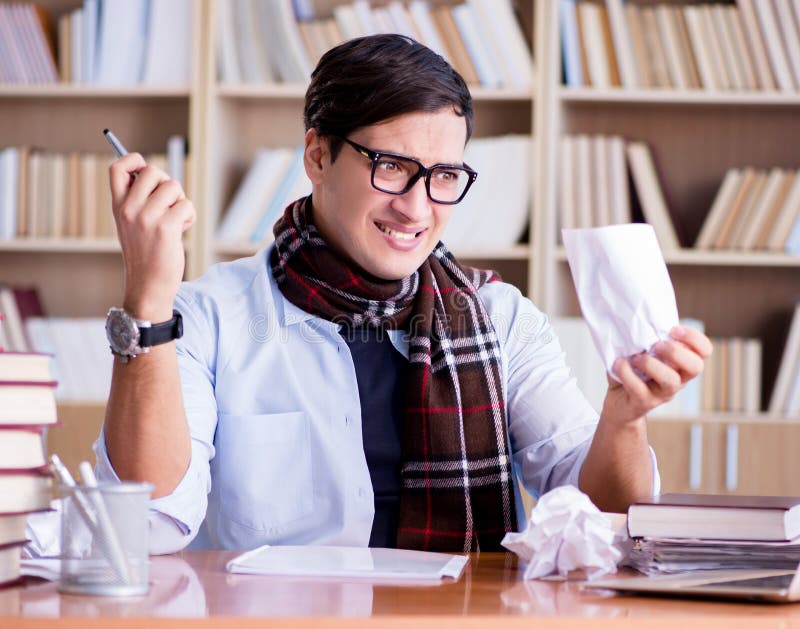 Young Writer Working in the Library Stock Image - Image of inspiration ...