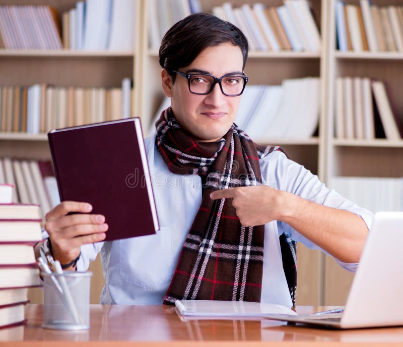 Young Writer Working in the Library Stock Image - Image of freelance ...