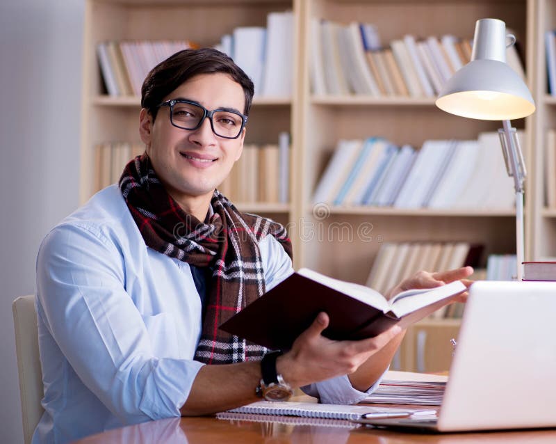 Young Writer Working in the Library Stock Image - Image of inspiration ...