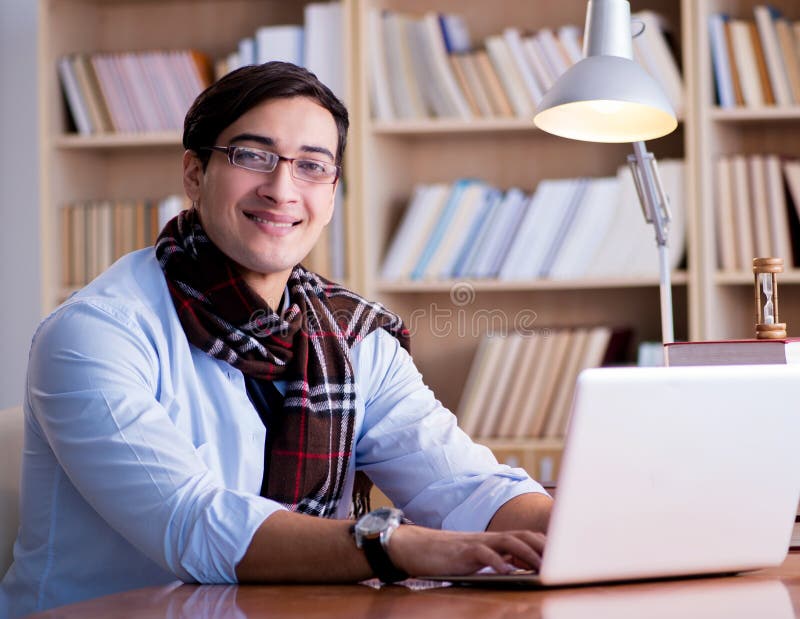 Young Writer Working in the Library Stock Photo - Image of author ...