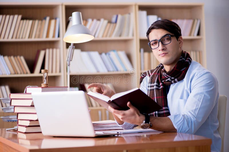 The Young Writer Working in the Library Stock Image - Image of reporter ...