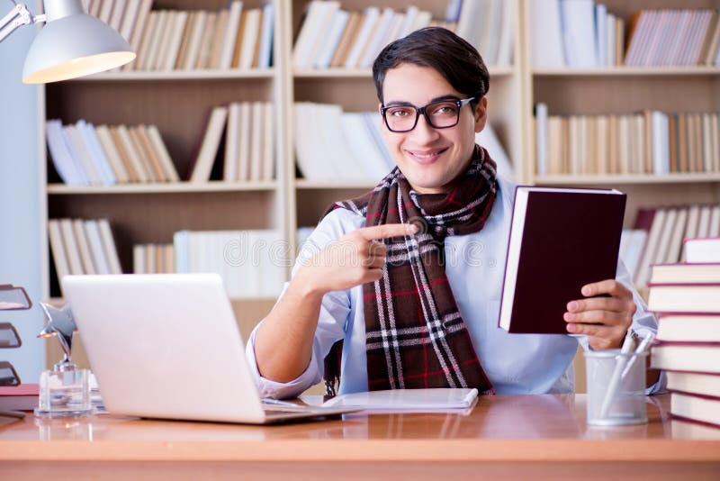 The Young Writer Working in the Library Stock Photo - Image of designer ...