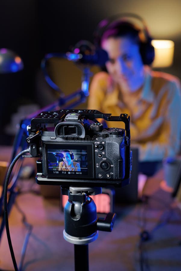 Youtuber Recording Her Video in the Studio Stock Image - Image of ...