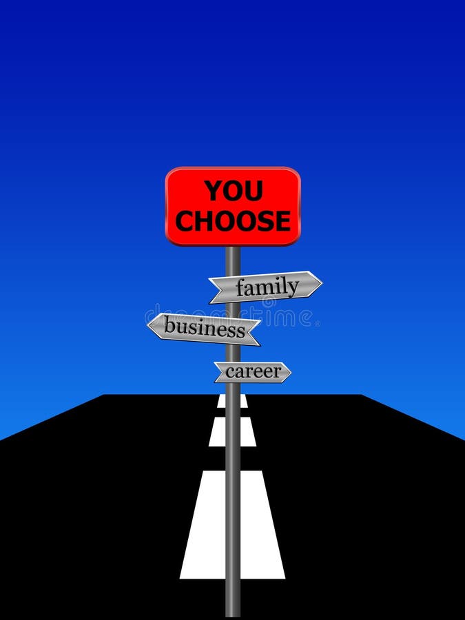 Your choice road sign stock illustration. Illustration of conclusion ...