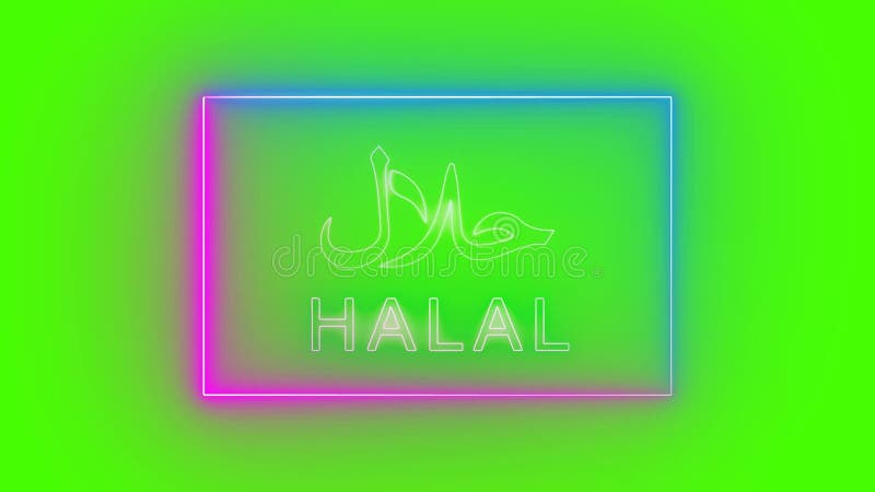 Halal Logo with Neon Light Effect Green Screen Background Stock Video ...