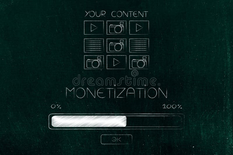 Your Digital Content with Monetization Caption and Progress Bar Stock ...
