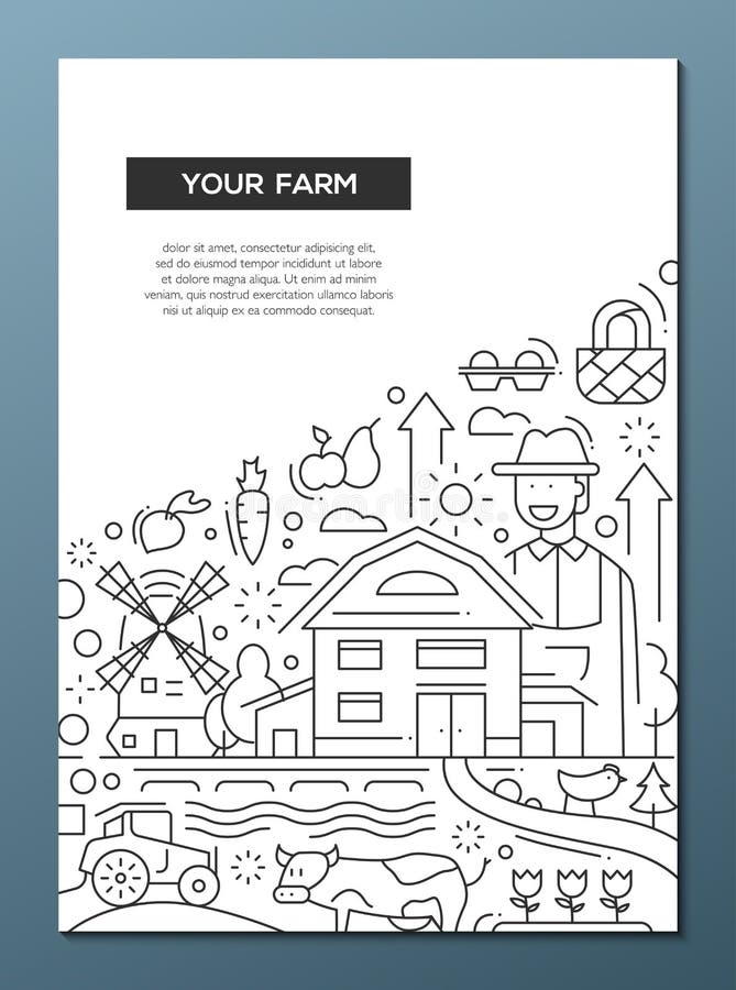 Your Farm - Line Design Brochure Poster Template A4 Stock Vector ...