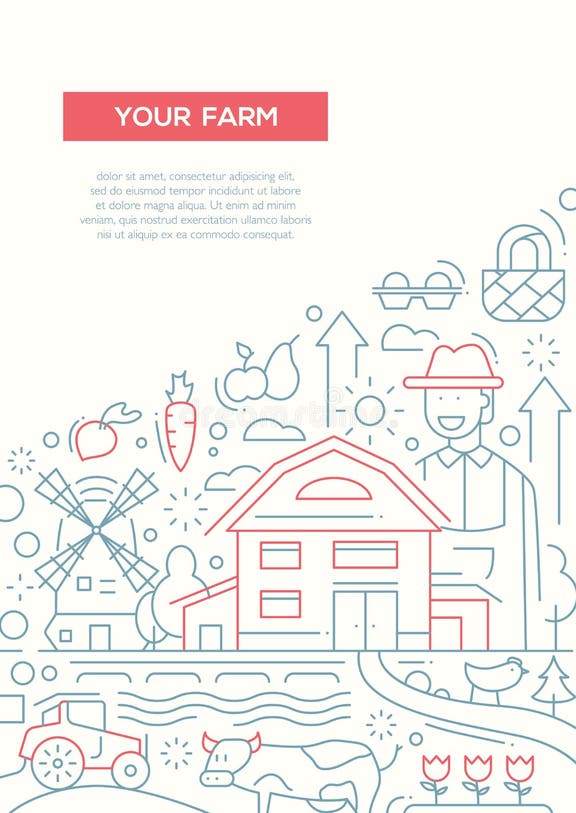 Your Farm - Line Design Brochure Poster Template A4 Stock Vector ...