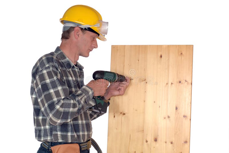 Worker or Handyman Cutting PVC Profile with Circular Saw Stock Image ...