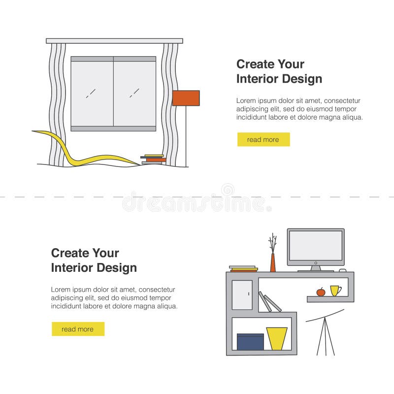 Your Interior Design Web Banner Set. Modern Home Design Template Stock ...