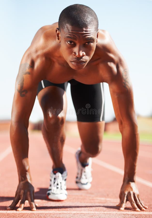 On Your Mark. a Runner at the Starting Line. Stock Image - Image of ...