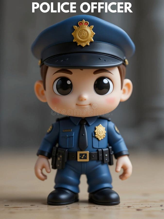 3D Cartoon Police Officer Figurine in Toy Box with Law Enforcement Gear ...