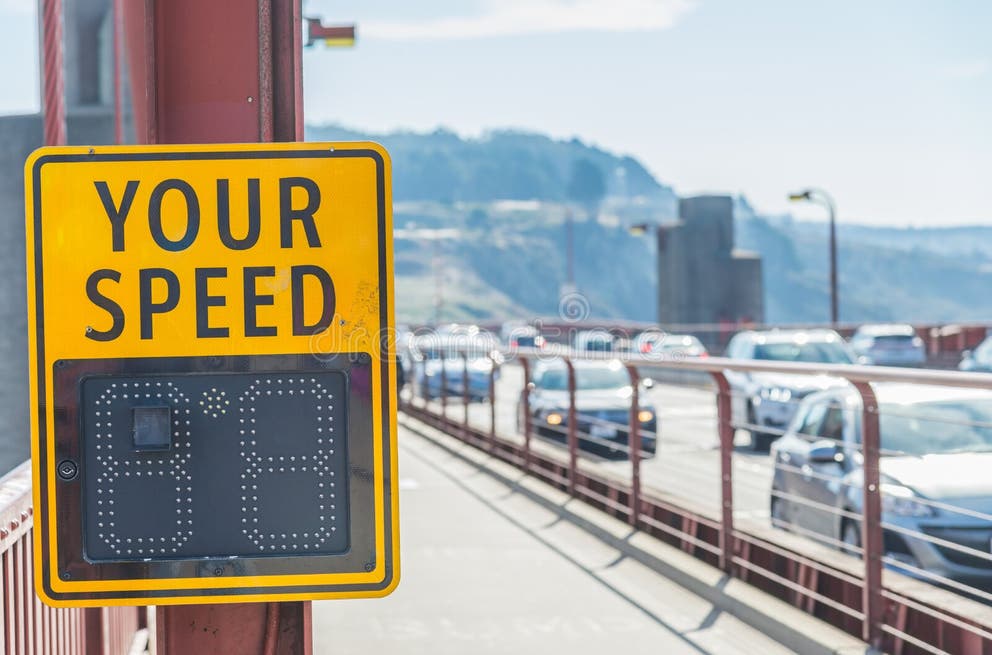 Your Speed Sign on the Bridge Stock Photo - Image of street, monitor ...