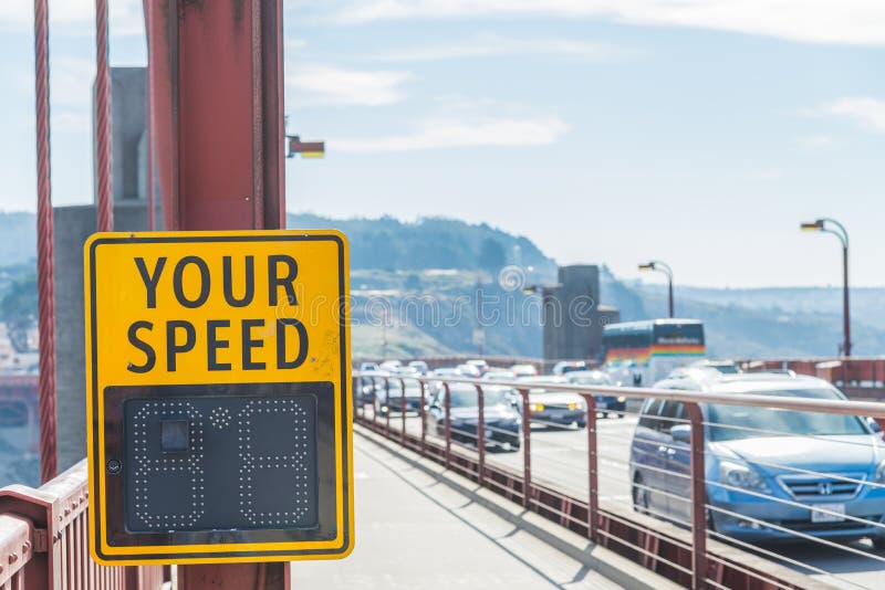 Your Speed Sign on the Bridge Editorial Stock Photo - Image of back ...