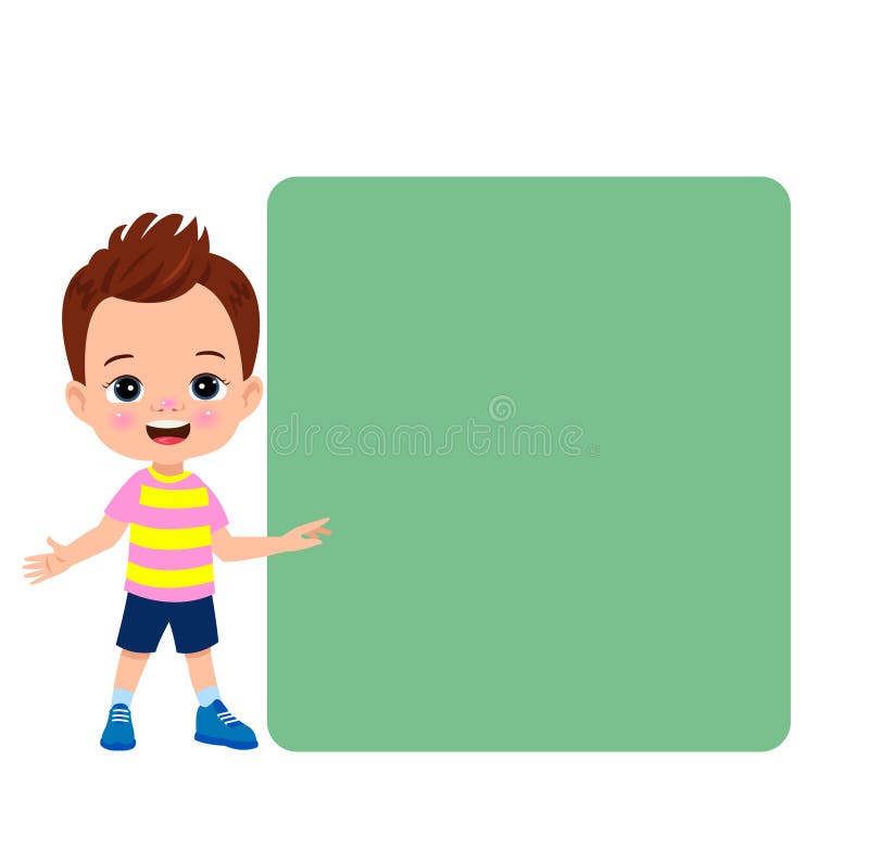 Your Text Here Cute Boy Holding Note Paper Stock Vector - Illustration ...