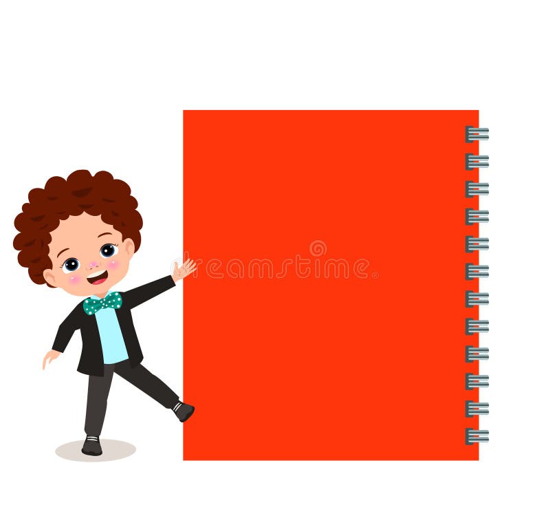 Your Text Here Cute Boy Holding Note Paper Stock Vector - Illustration ...