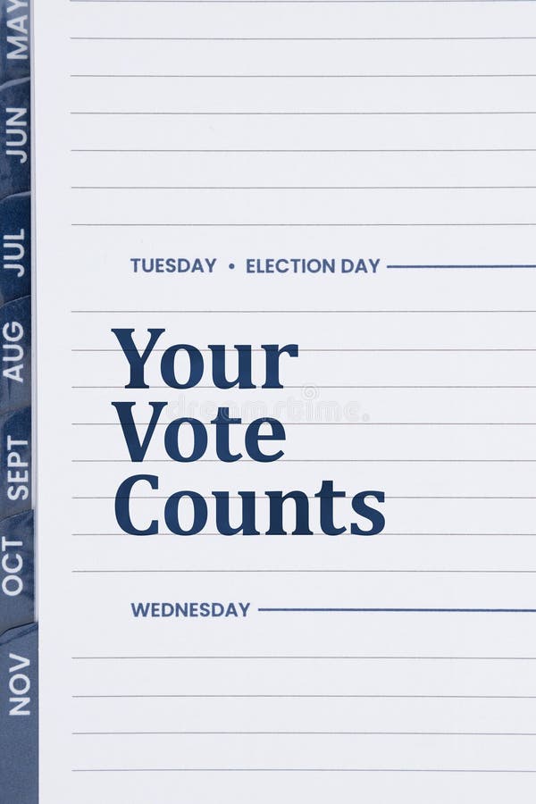 Your Vote Counts Message on a Tuesday Day Planner Stock Photo - Image ...